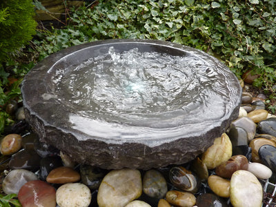 Babbling Bowl Black Limestone Garden Water Feature 50cm | Real Aquatics