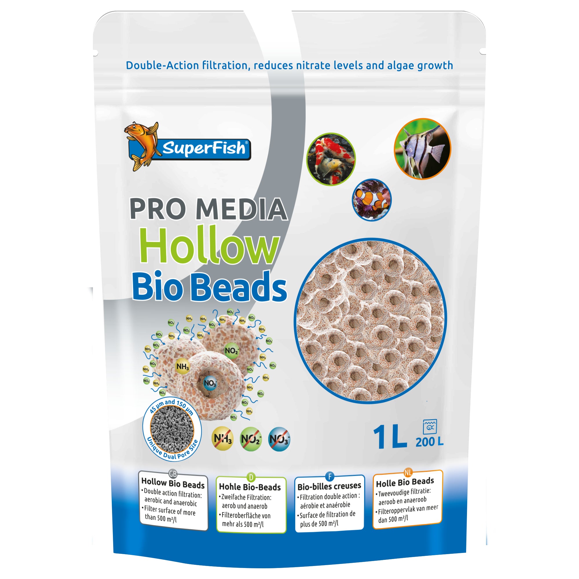 SuperFish PRO MEDIA Hollow Bio Beads Filter Media 1L | Real Aquatics